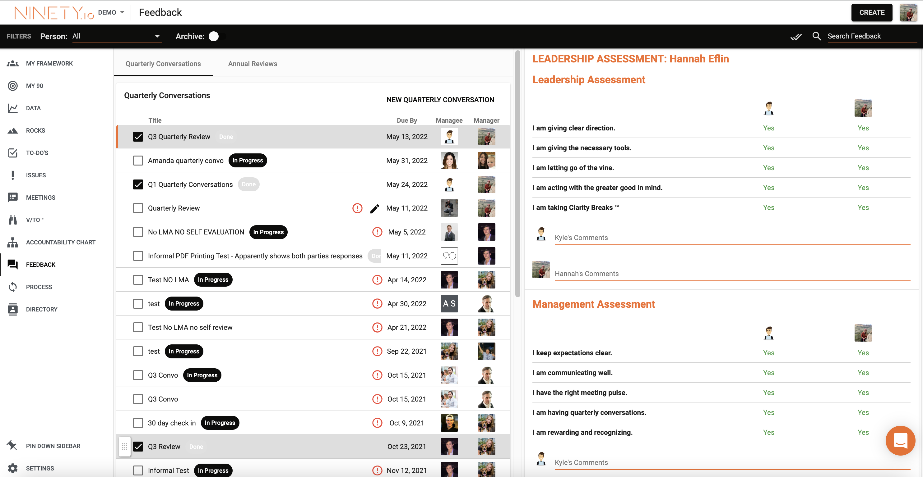 EOS® Feedback for Conversations in Ninety